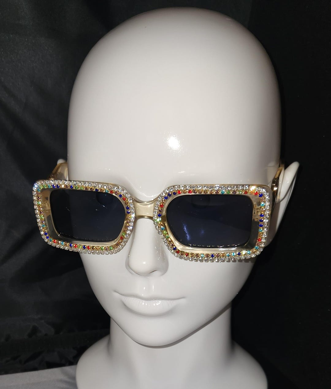 Gold Glitter Square Sunglasses - Etsy