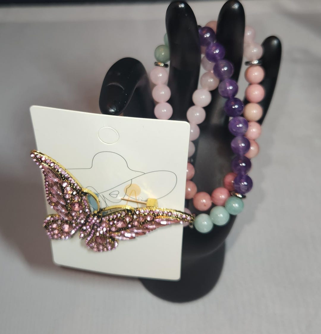 Pink Butterfly Brooch and Bracelets - Etsy