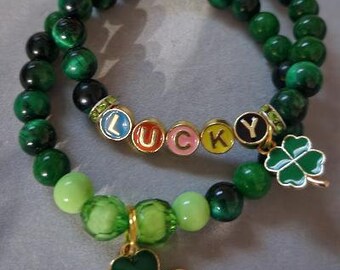 Aventurine Bracelet Set St Patricks Day Bracelets Stackable - Etsy