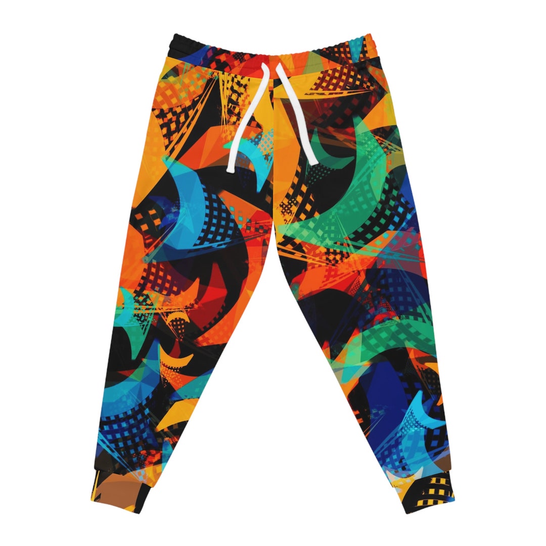 Circus Red/blue/orange/green Pastel Pattern Athletic Joggers Custom ...