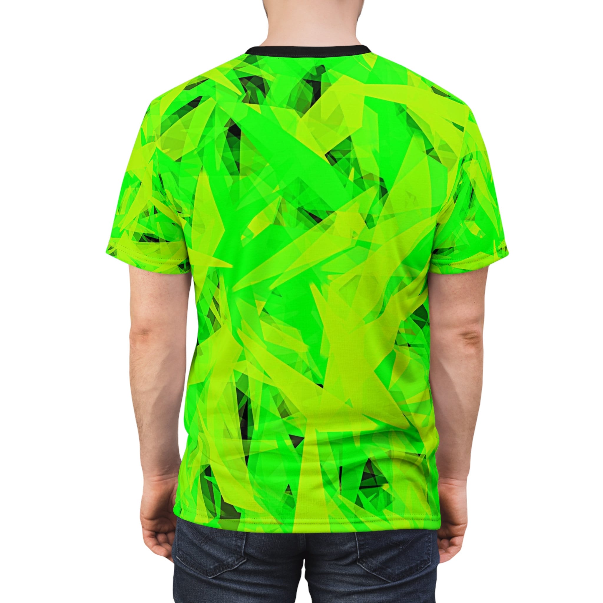Shattered Glass - Neon Green Unisex Cut & Sew T-shirt - Unique Custom ...