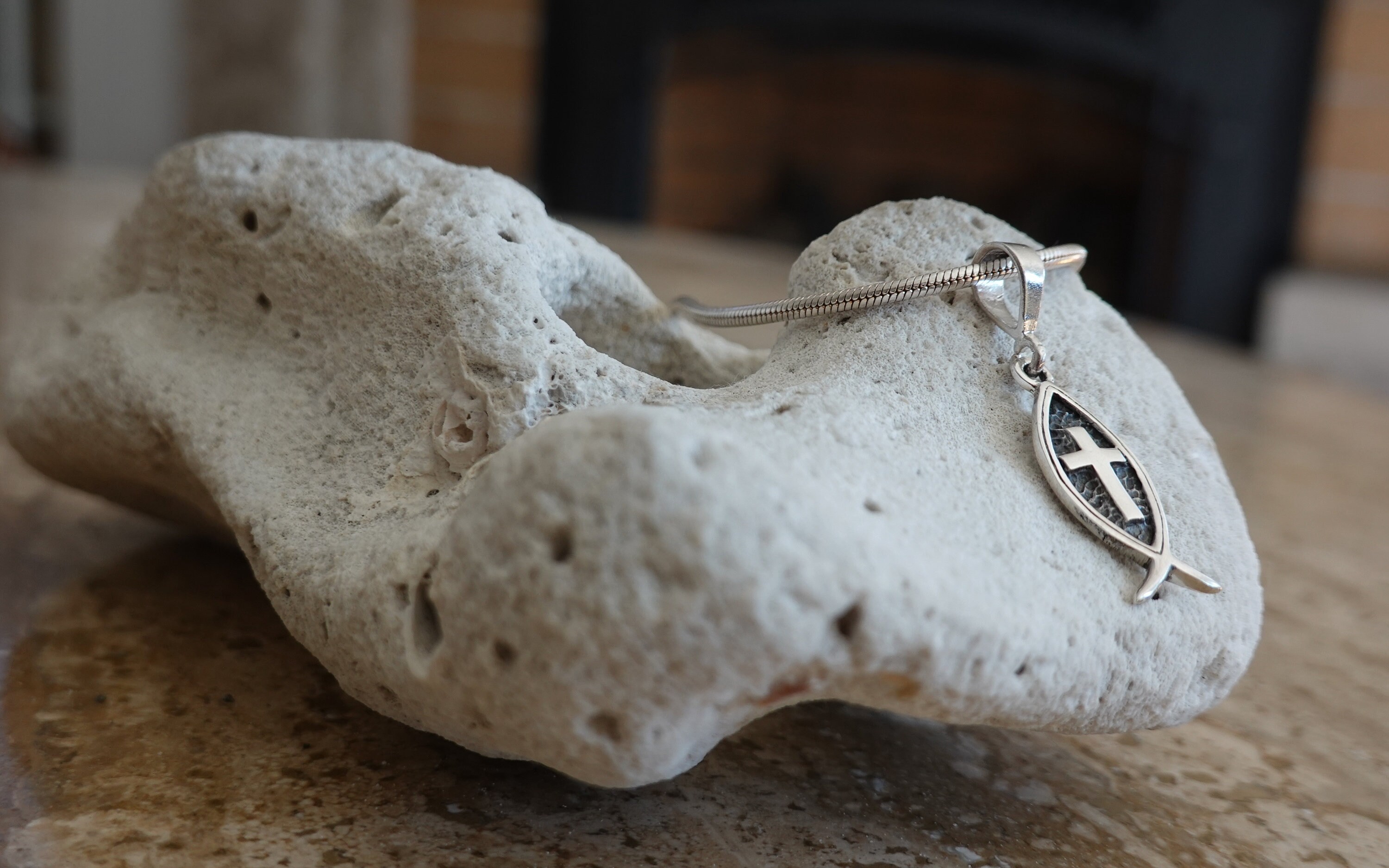 Vintage Sterling Silver Cross Ichthus Fish Pendant and Chain, Italy - Etsy