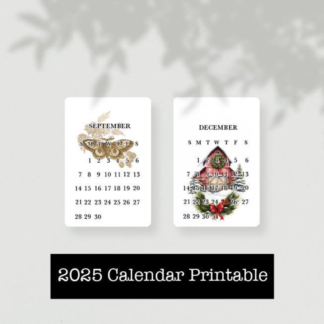 2025 Mini Calendars 2025 Digital Printable Calendar PRINTABLE - Etsy