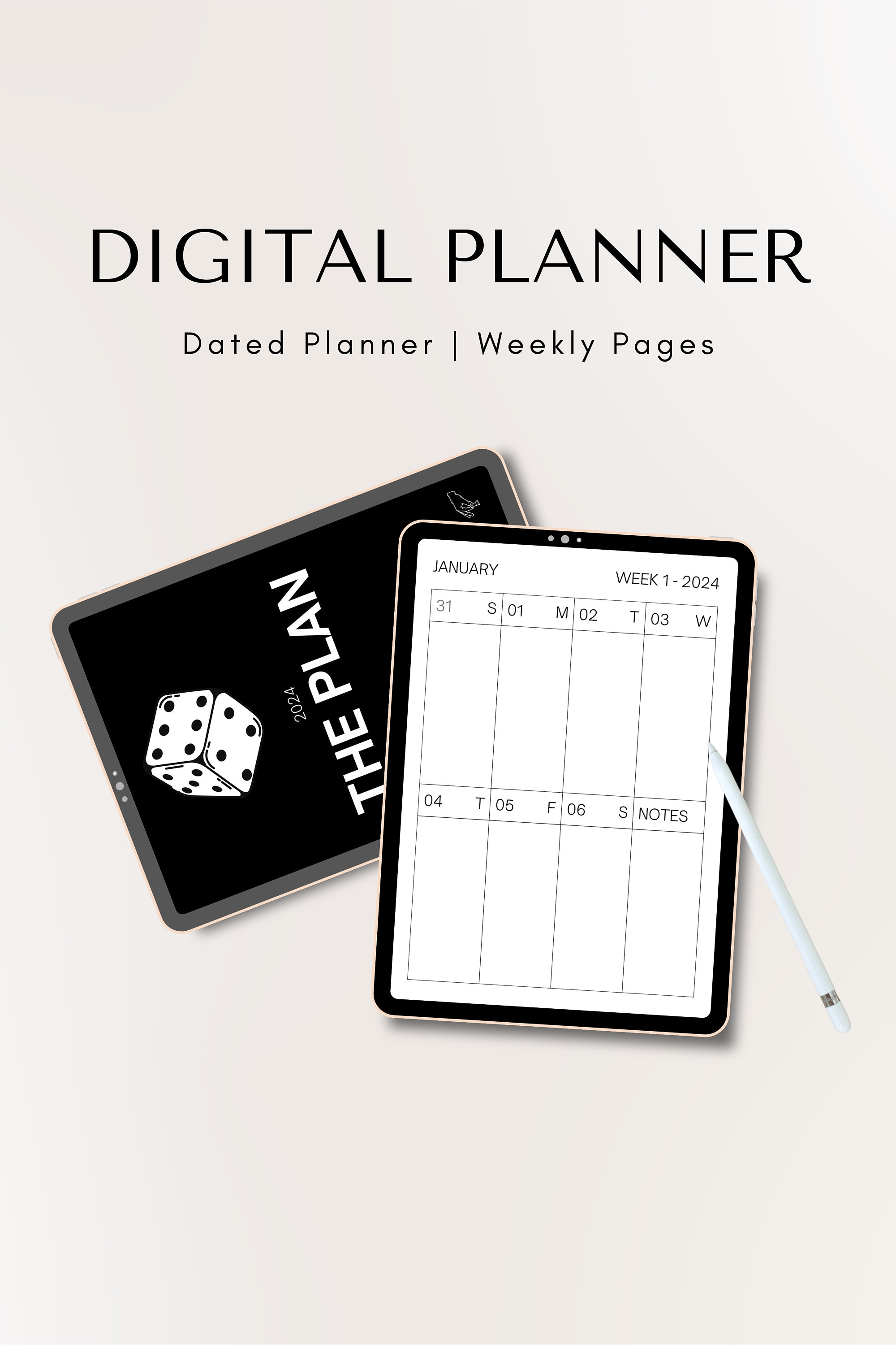 2024 Planner New Year Planner Digital Calendar Digital Self Care ...
