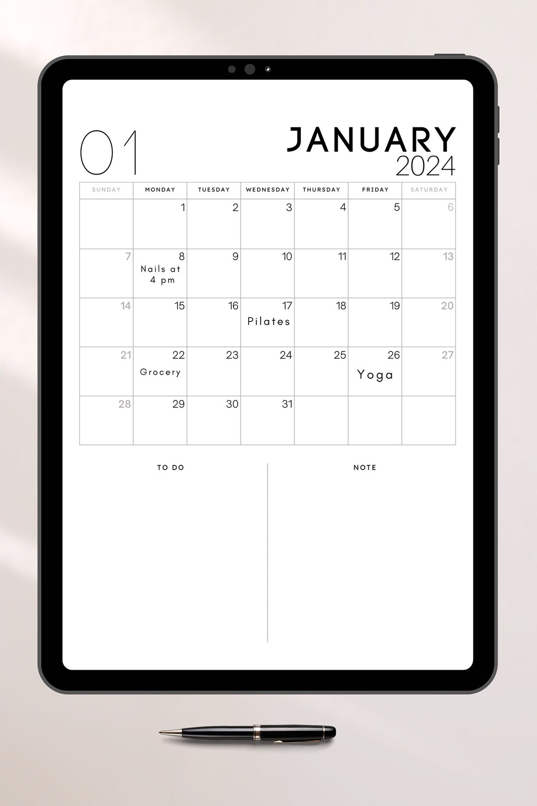 2024 Planner New Year Planner Digital Calendar Digital Self Care ...