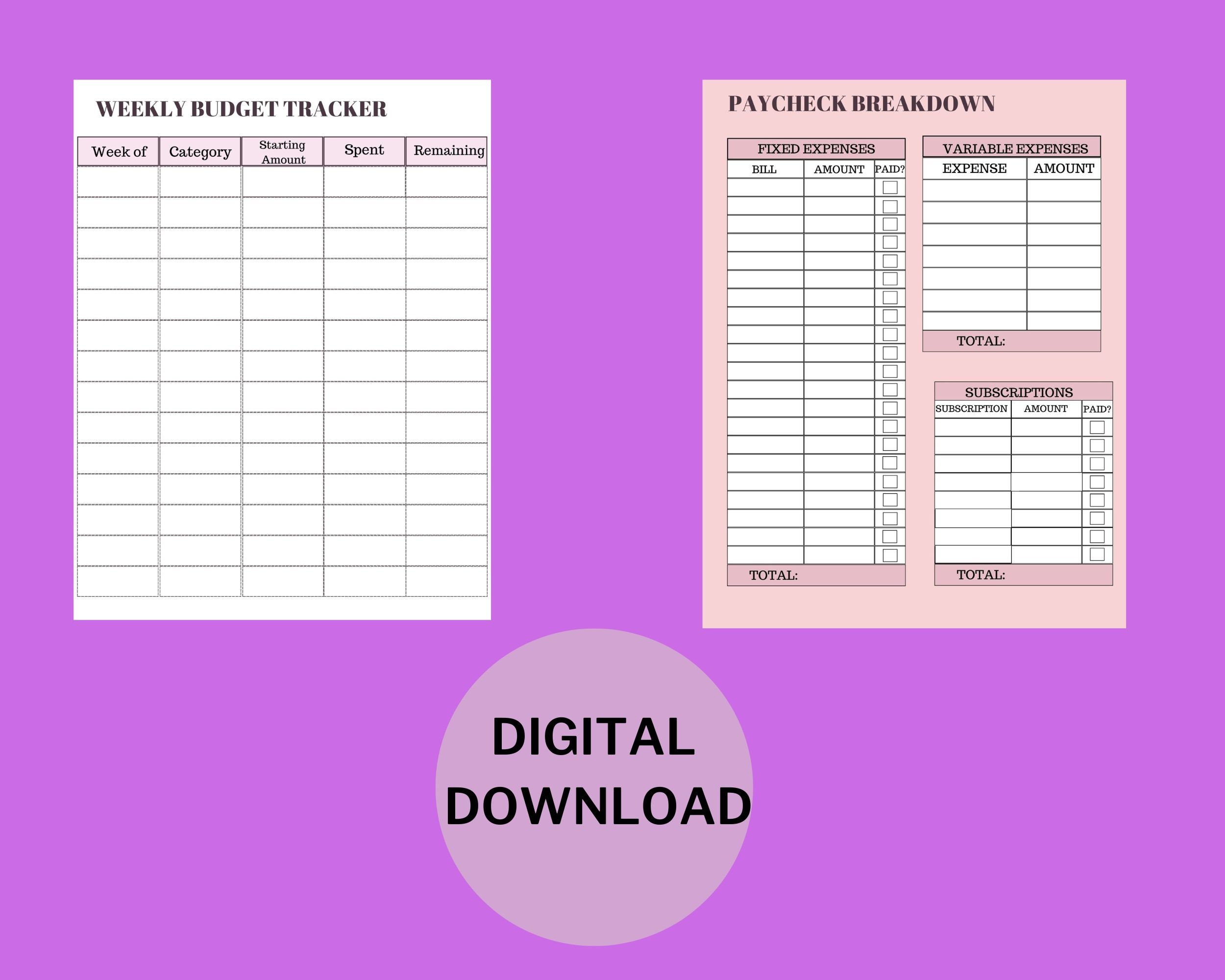 Digital and Printable BUDGET PLANNER - Etsy