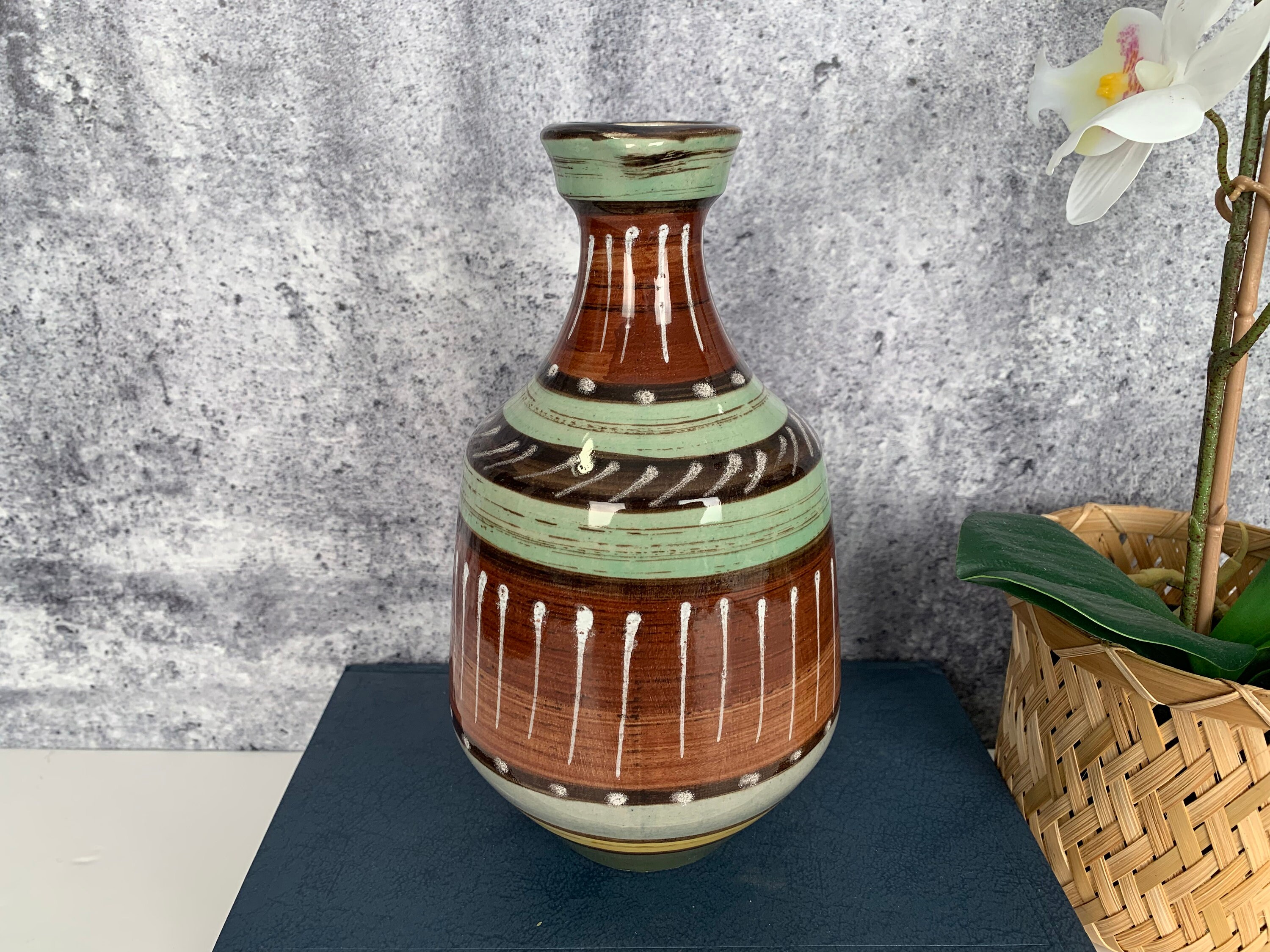 Studio Pottery Vase/pitcher Handle Handpainted Vintage Unsigned ...