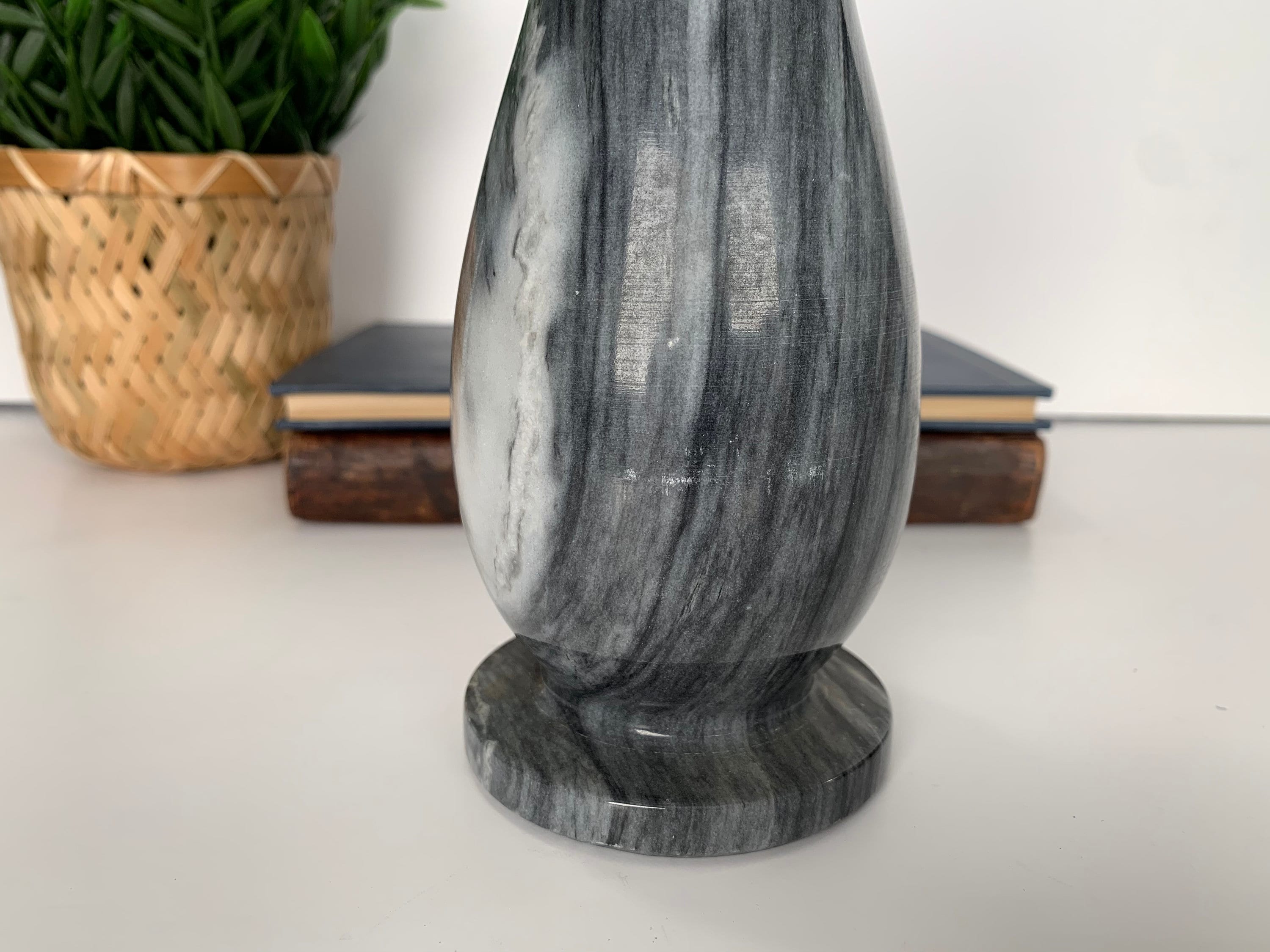 Dark Gray Marble Vase Vintage - Etsy