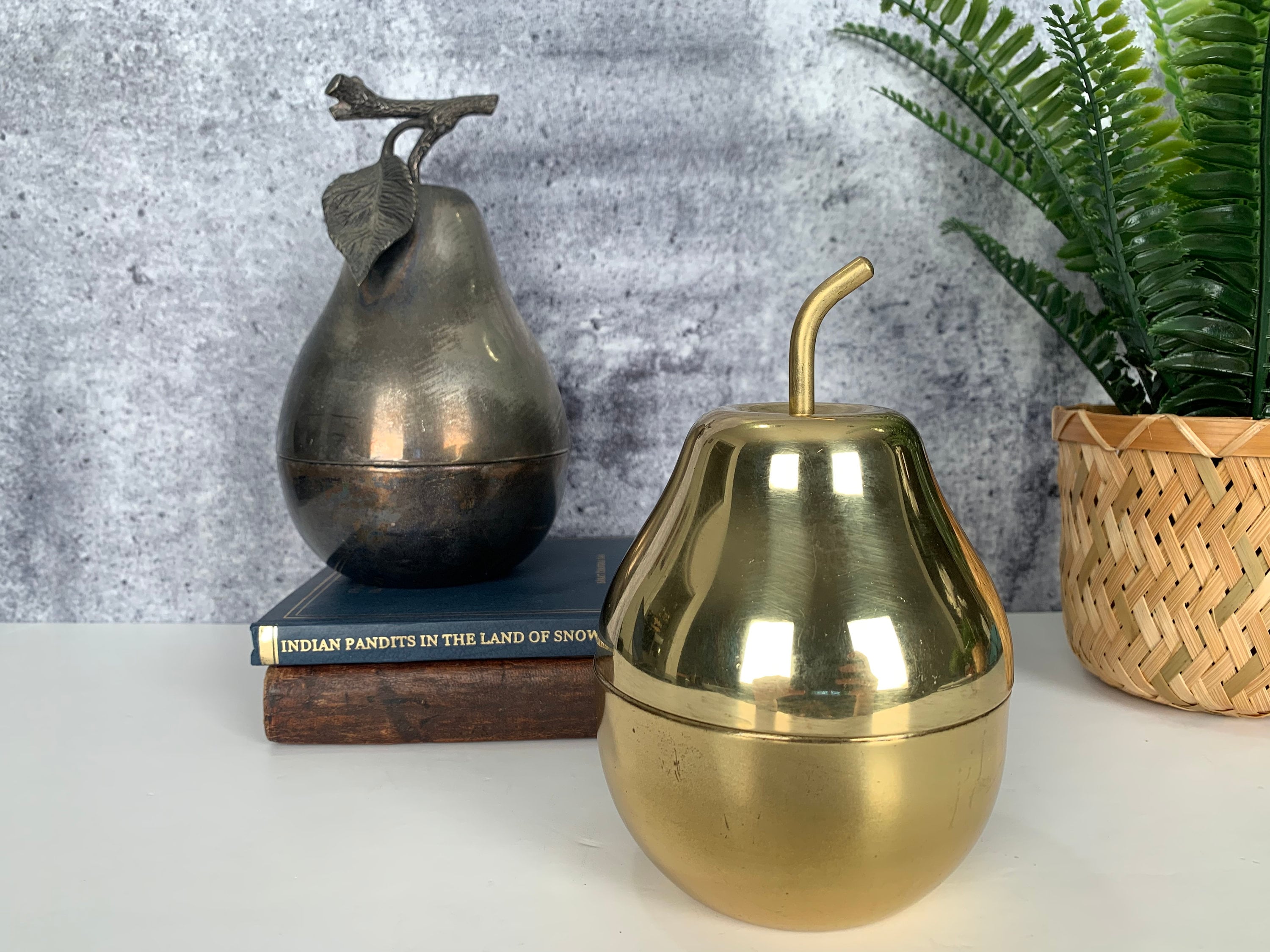 Vintage Pair of Brass/metal Pear Boxes. MCM. Brass Pear Made in Italy ...