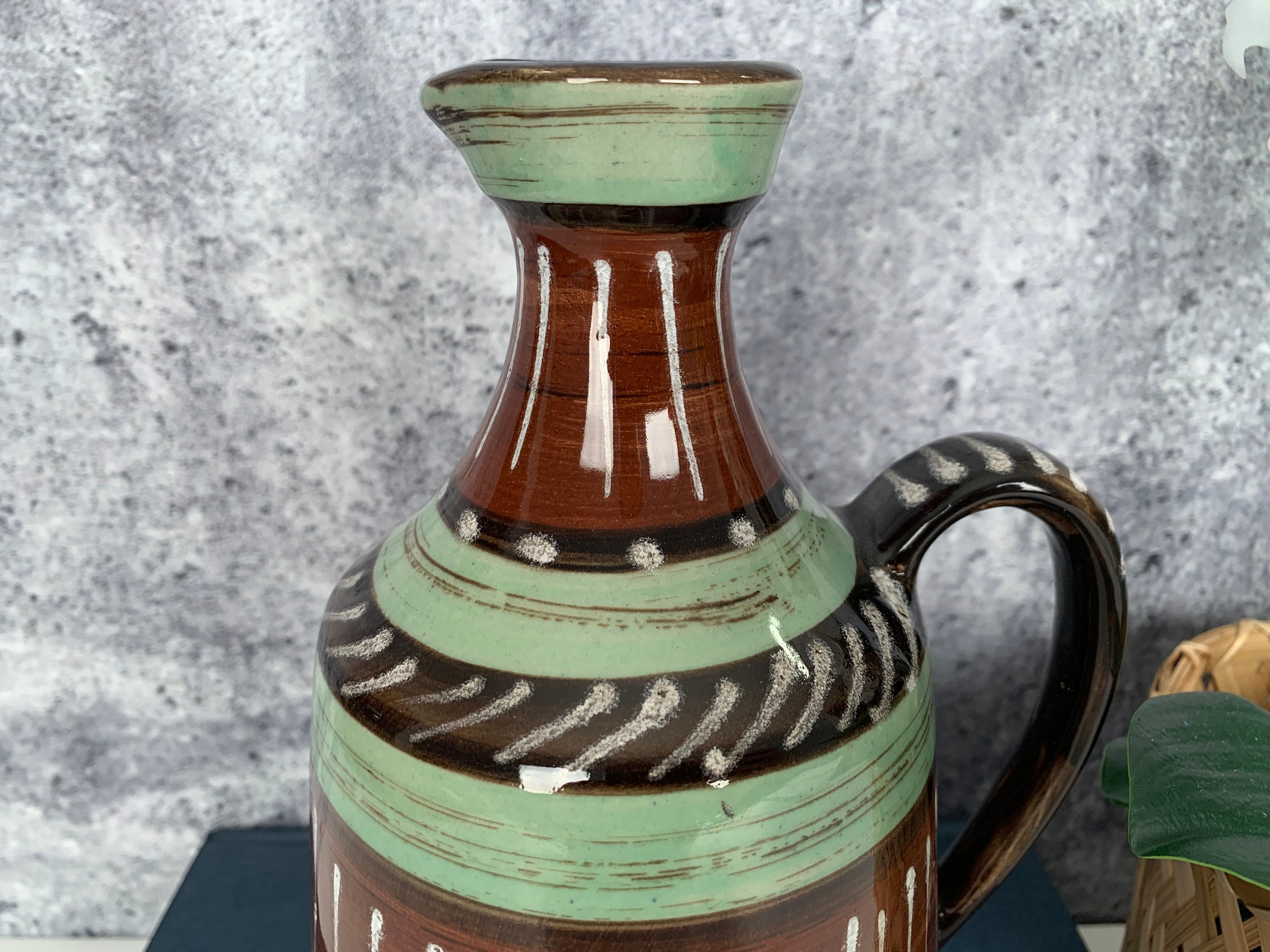 Studio Pottery Vase/pitcher Handle Handpainted Vintage Unsigned ...