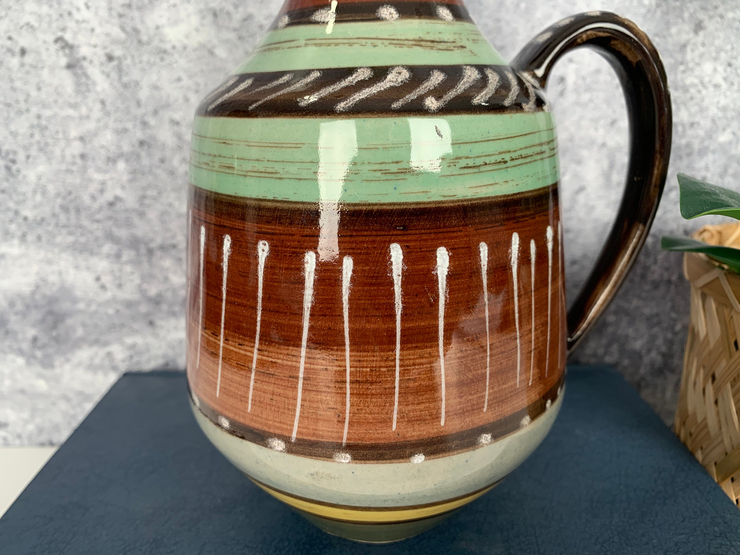 Studio Pottery Vase/pitcher Handle Handpainted Vintage Unsigned ...