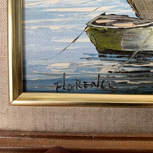 Oil Painting on Canvas Fishing Boats Signed Florence Vintage in the ...