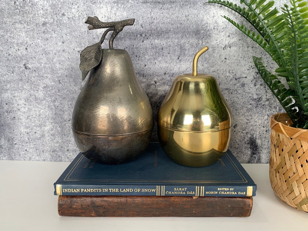 Vintage Pair of Brass/metal Pear Boxes. MCM. Brass Pear Made in Italy ...