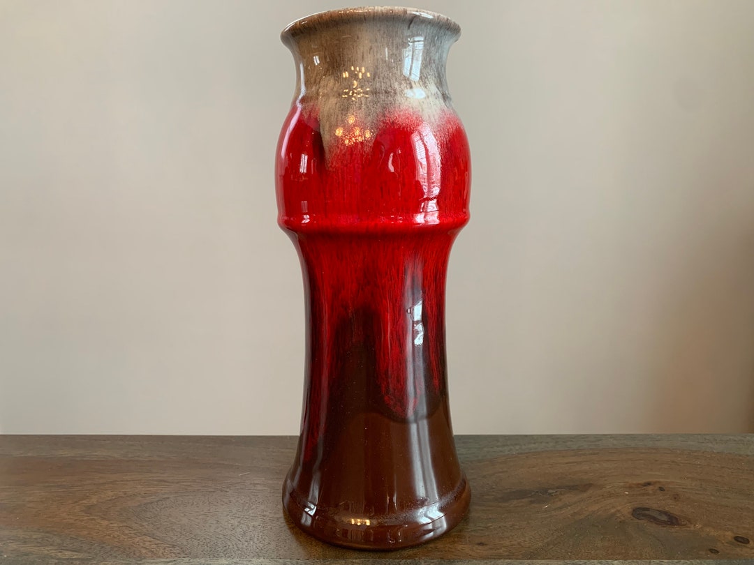 Tall Vase Stamped Canadiana Pottery Red Grey Brown Made in Canada ...