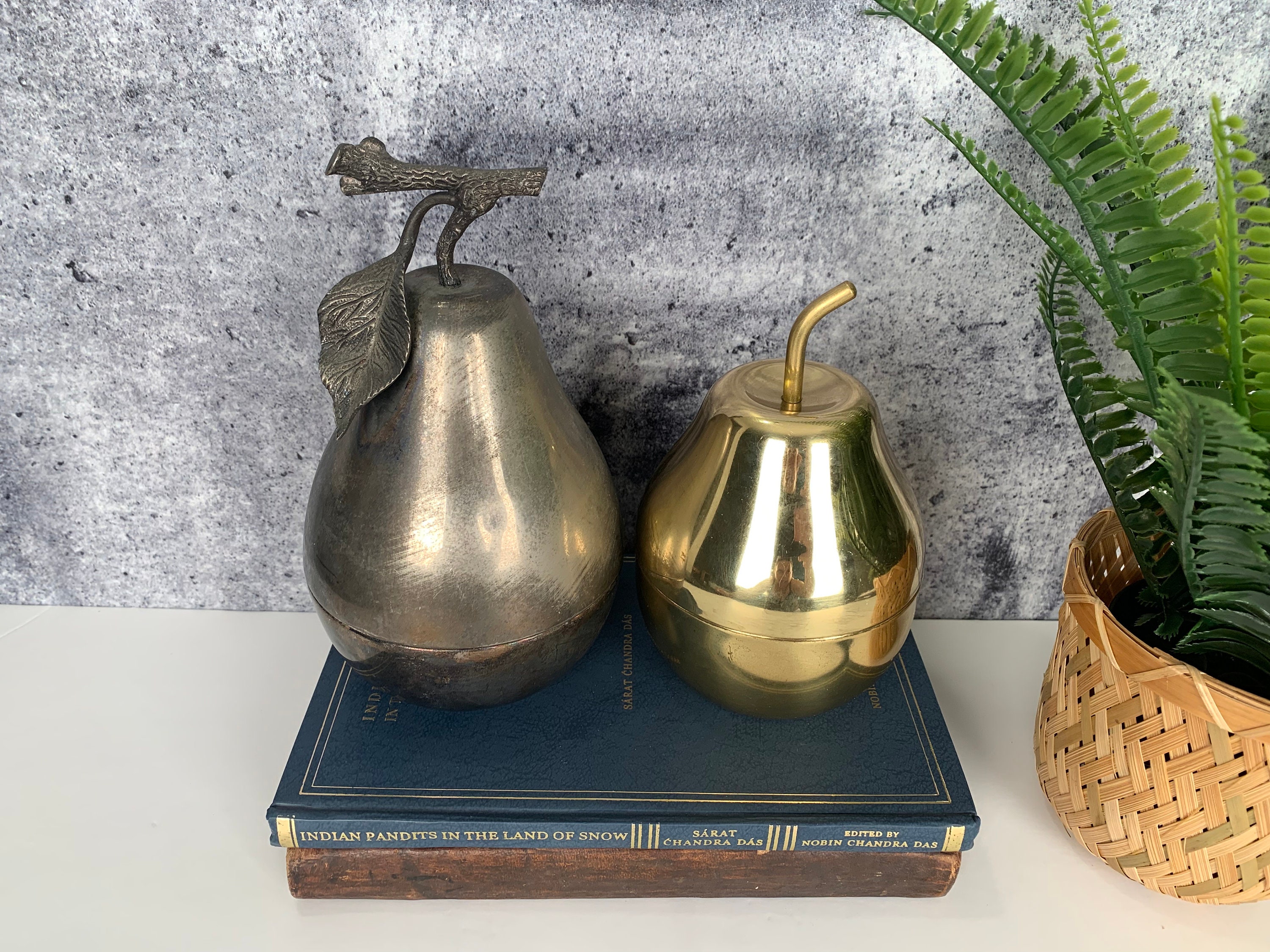 Vintage Pair of Brass/metal Pear Boxes. MCM. Brass Pear Made in Italy ...