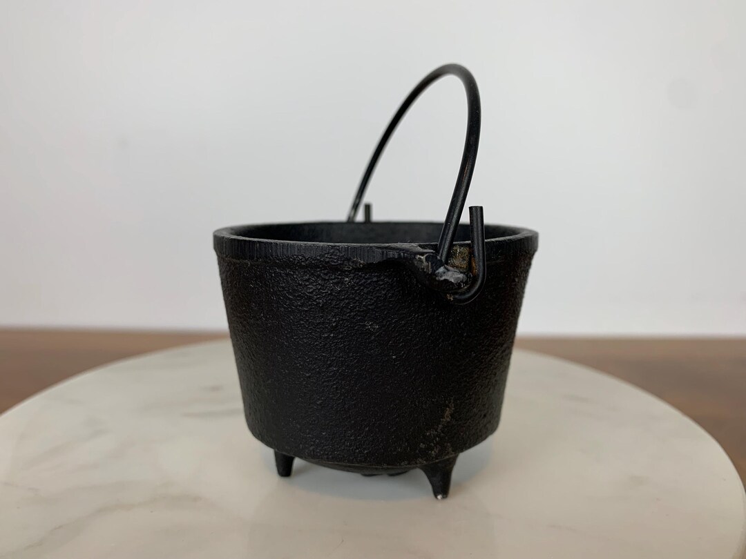 Miniature Cast Iron Cauldron Canada Forge Black Handle Tri Footed ...