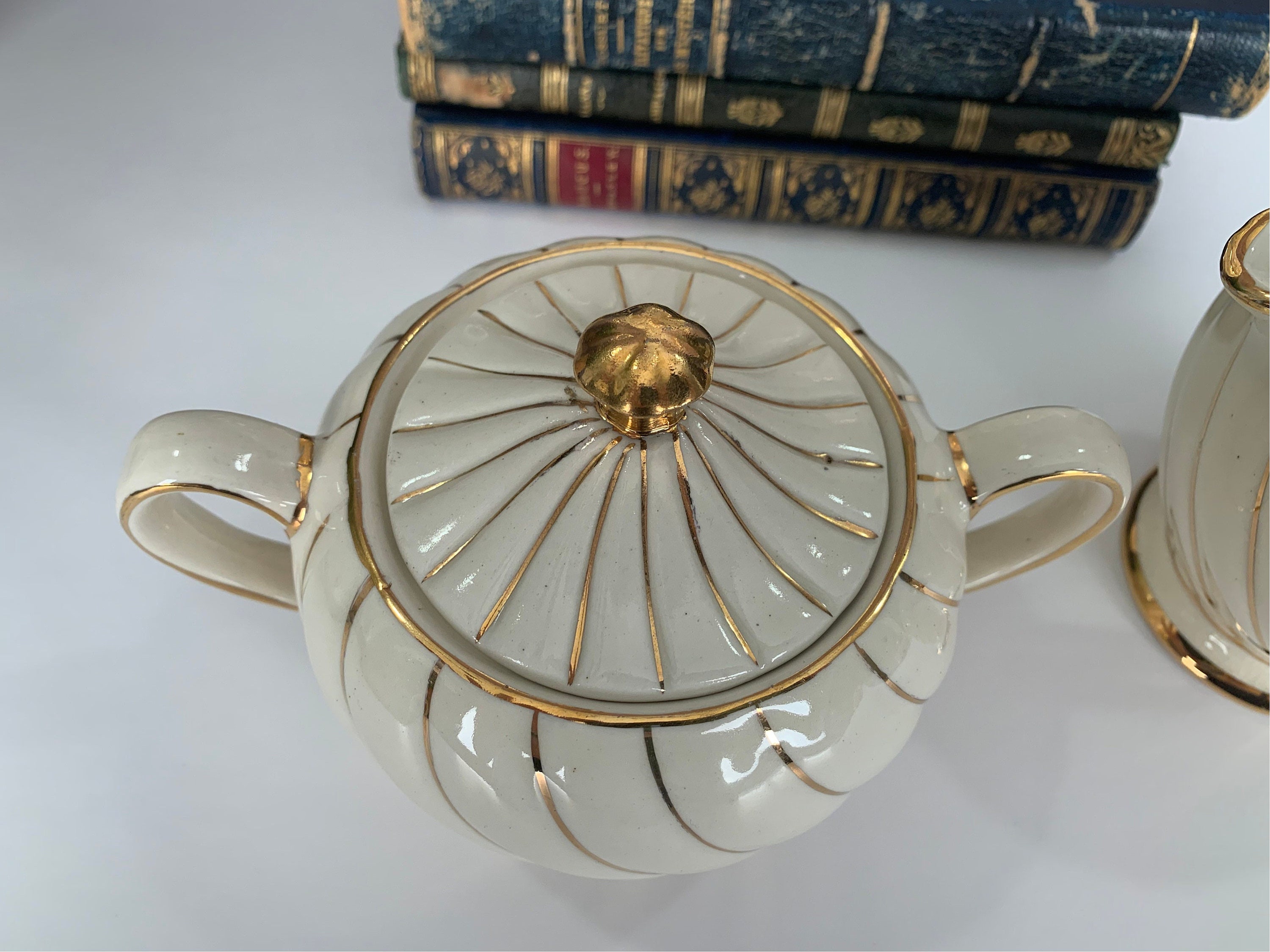 Sadler 5 Pieces Tea Set, Teapot Creamer Sugar Bowl With Lid. White With ...