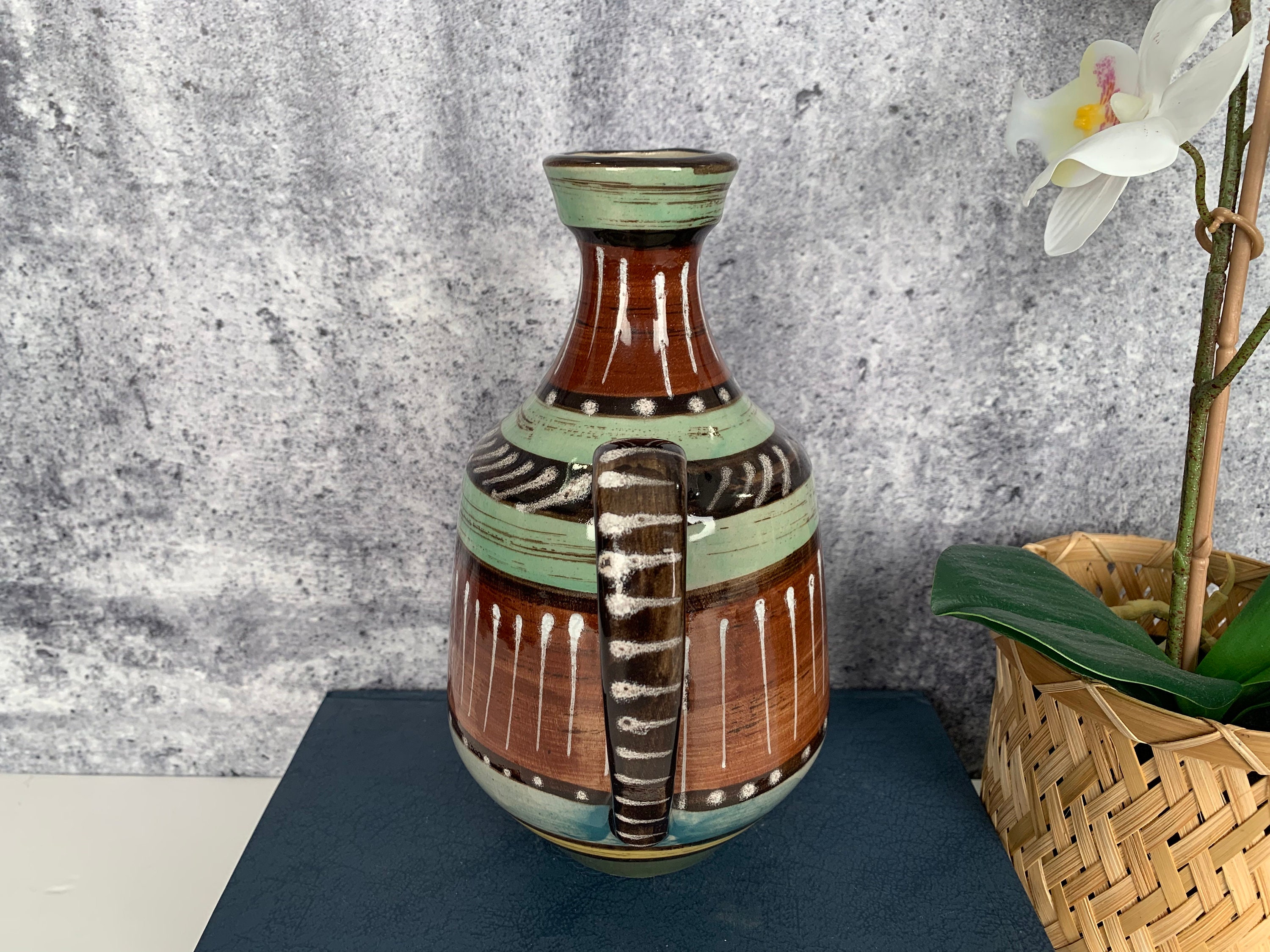 Studio Pottery Vase/pitcher Handle Handpainted Vintage Unsigned ...