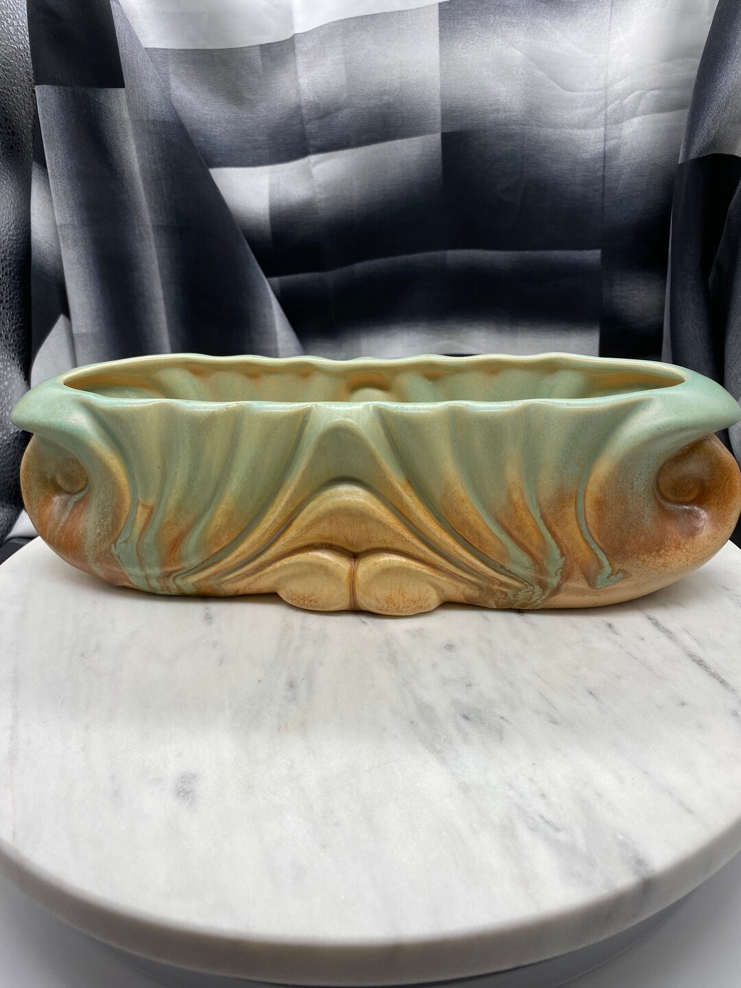 Diana Pottery Trough Vase Art Deco Brown & Green Stamped 8 on Base - Etsy