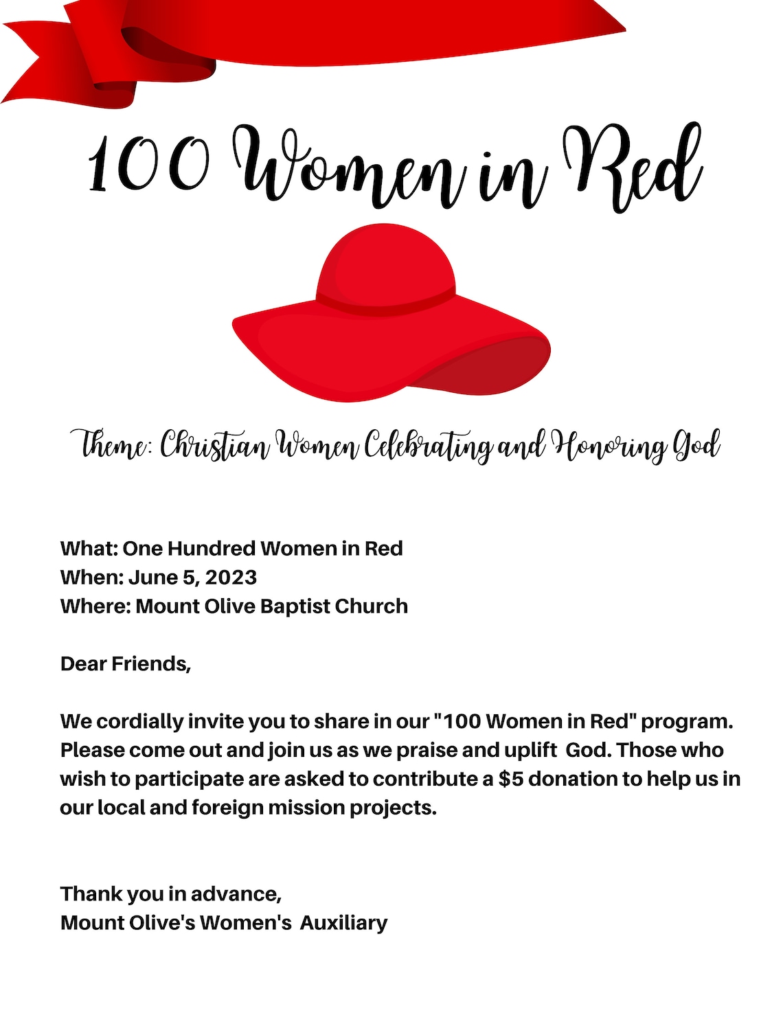 100 Women in Red Event Flyer - Etsy