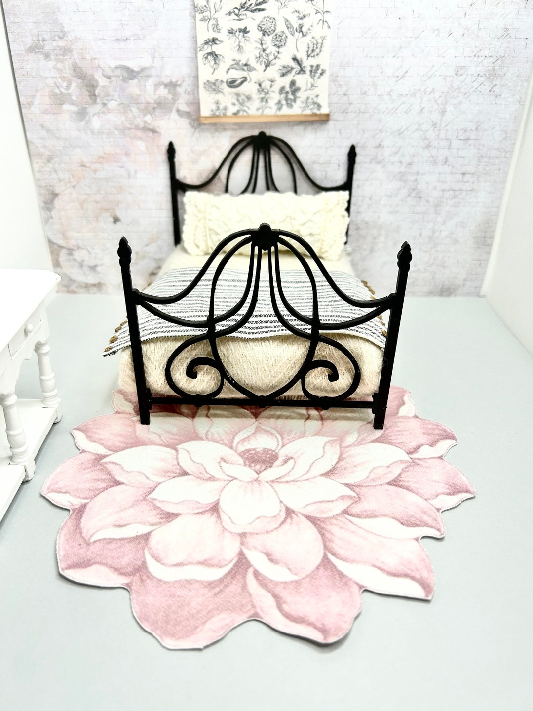 Pink Flower Dollhouse Rug - Etsy