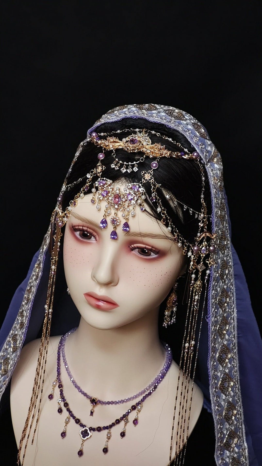 Antique Crystal Forehead Jewelry Hair Accessories Dunhuang Style Head ...