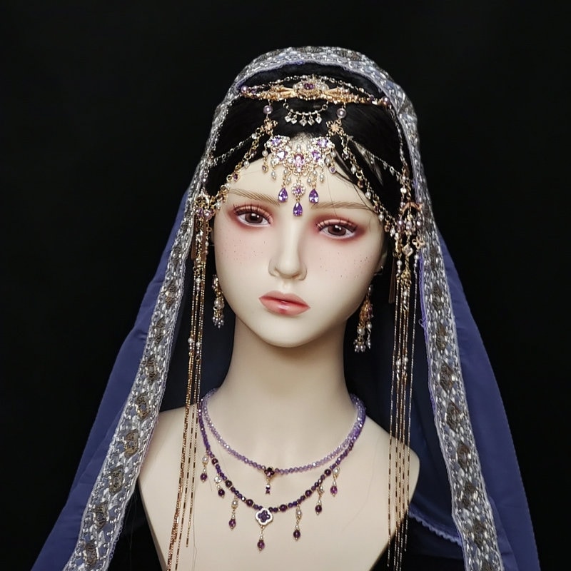 Antique Crystal Forehead Jewelry Hair Accessories Dunhuang Style Head ...