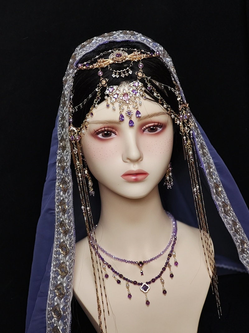 Antique Crystal Forehead Jewelry Hair Accessories Dunhuang Style Head ...