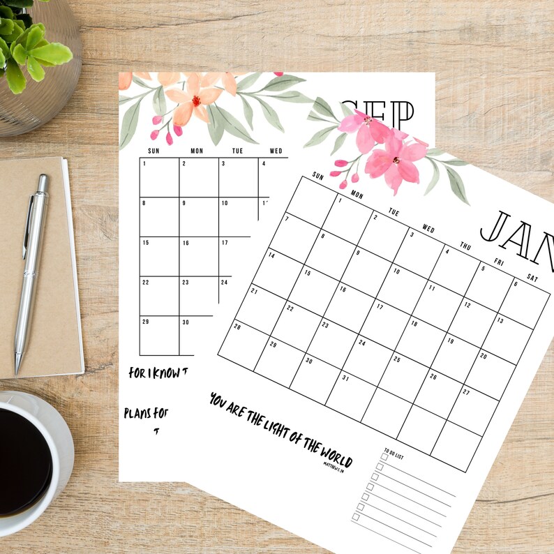 Printable Christian Calendar 2024, Bible Verse Monthly Planner ...