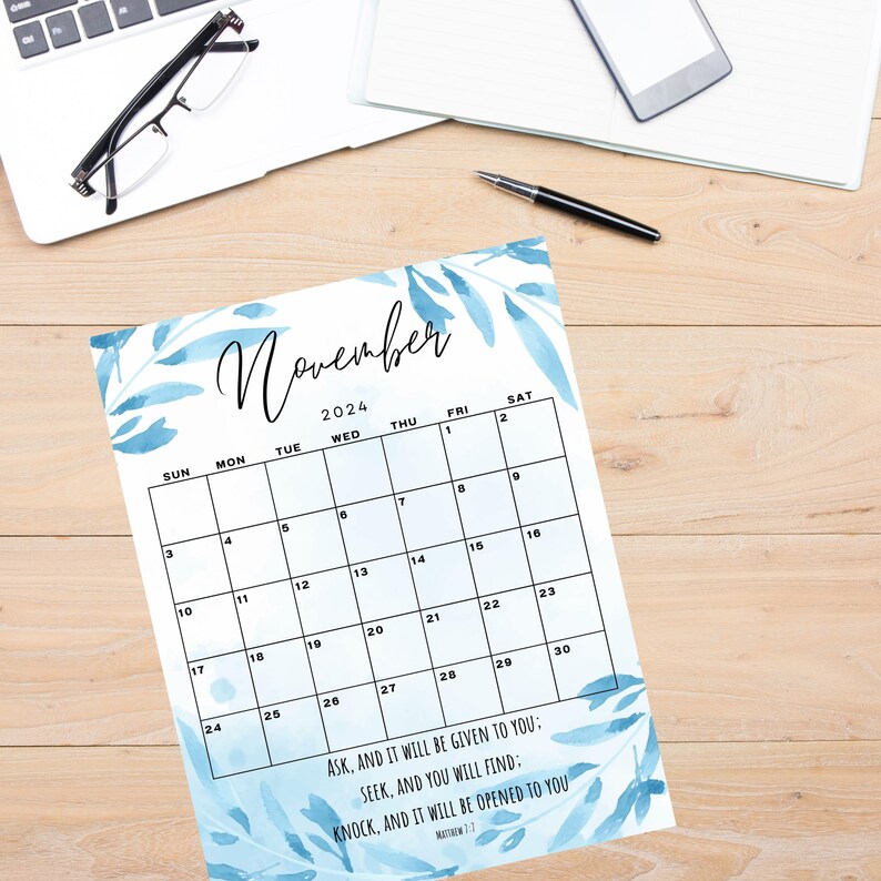 Printable Fillable Christian Calendar 2024 Bible Verse - Etsy Australia
