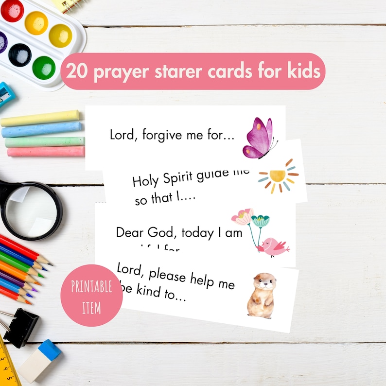 20 Prayer Starter Cards for Kids Printable, Prayer Ring Children ...