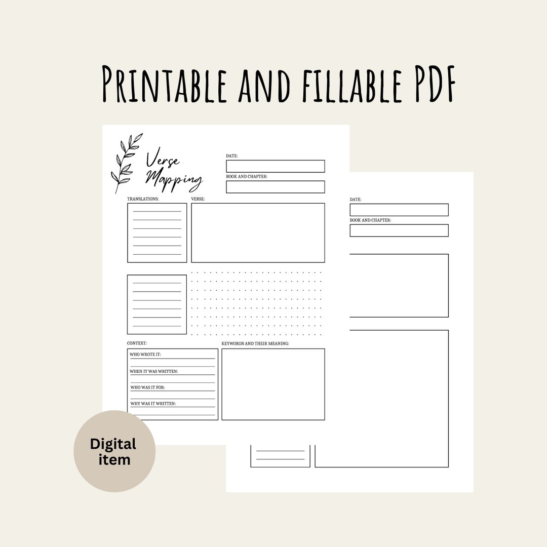 Bible Verse Mapping Printable, Bible Study Digital Planner, Bible Verse ...