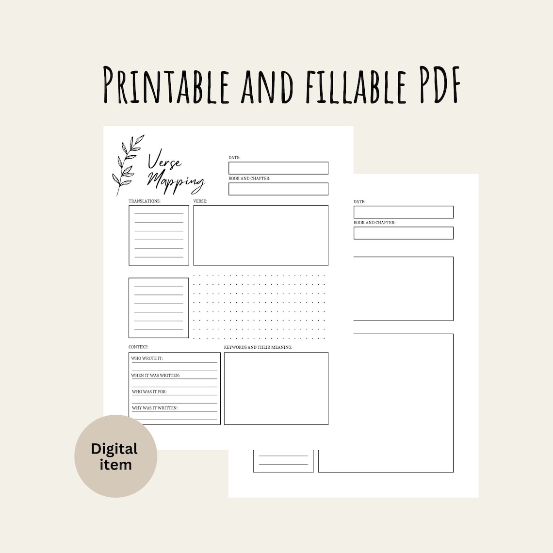 Bible Verse Mapping Printable, Bible Study Digital Planner, Bible Verse ...