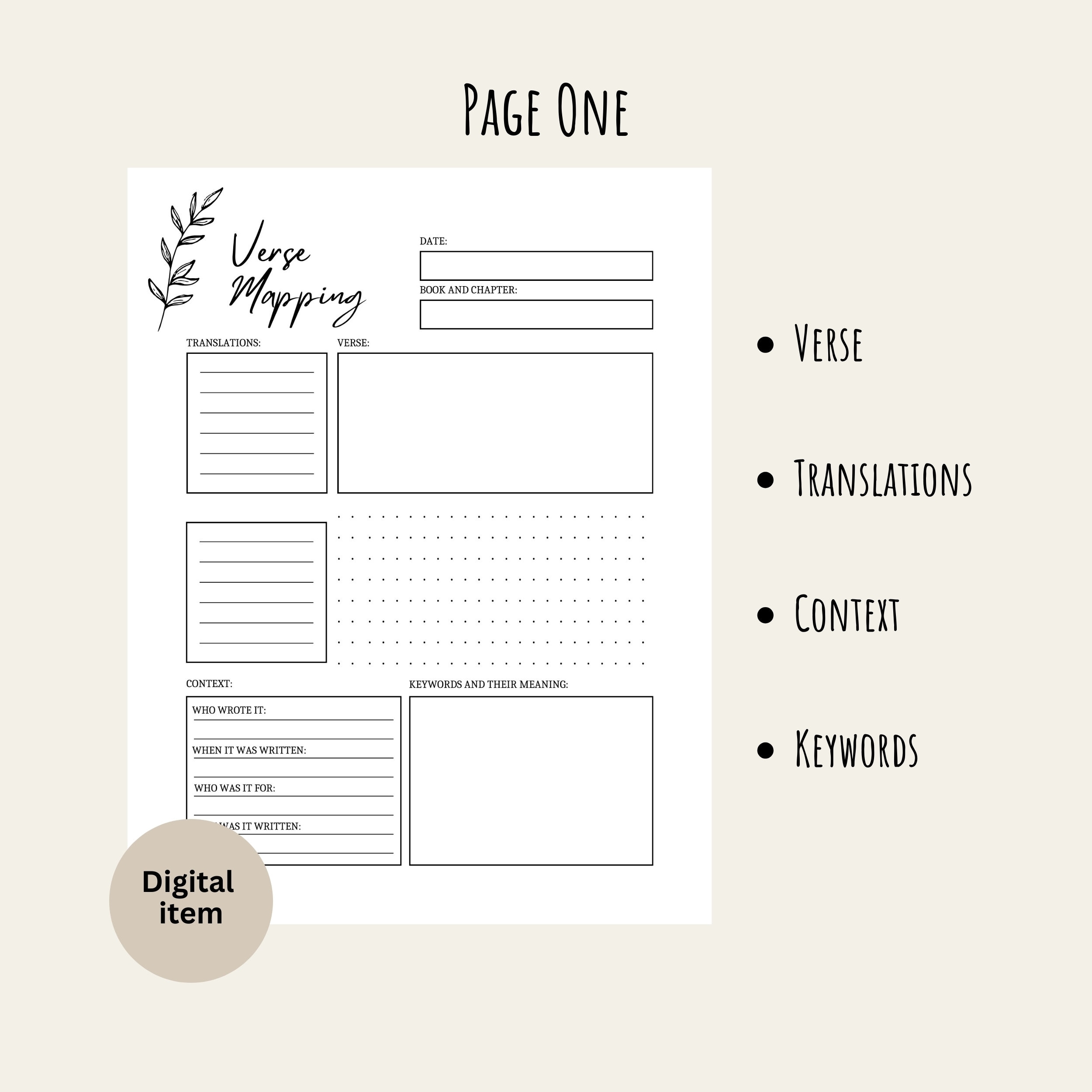 Bible Verse Mapping Printable, Bible Study Digital Planner, Bible Verse ...