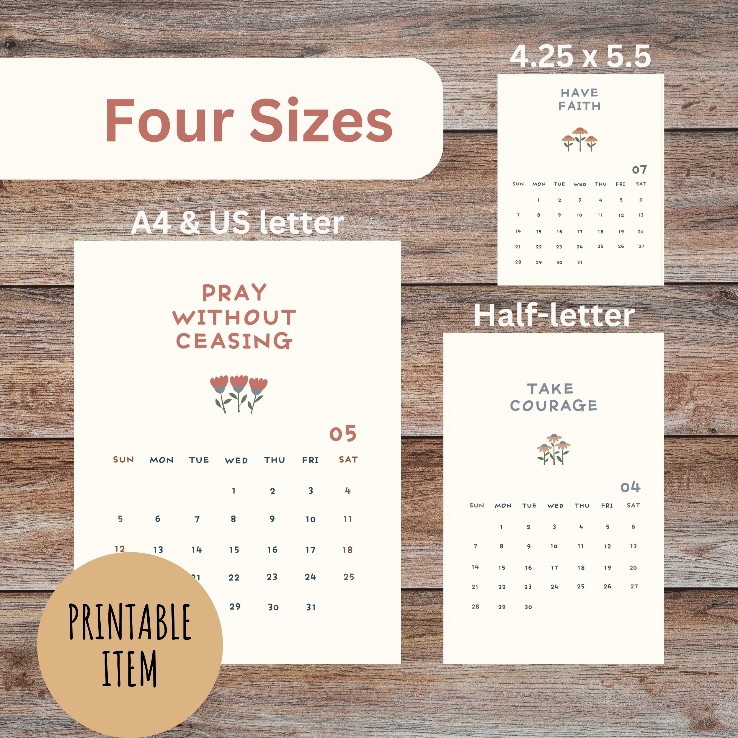 God's Way Printable Christian Calendar 2024, Bible Verse Monthly ...