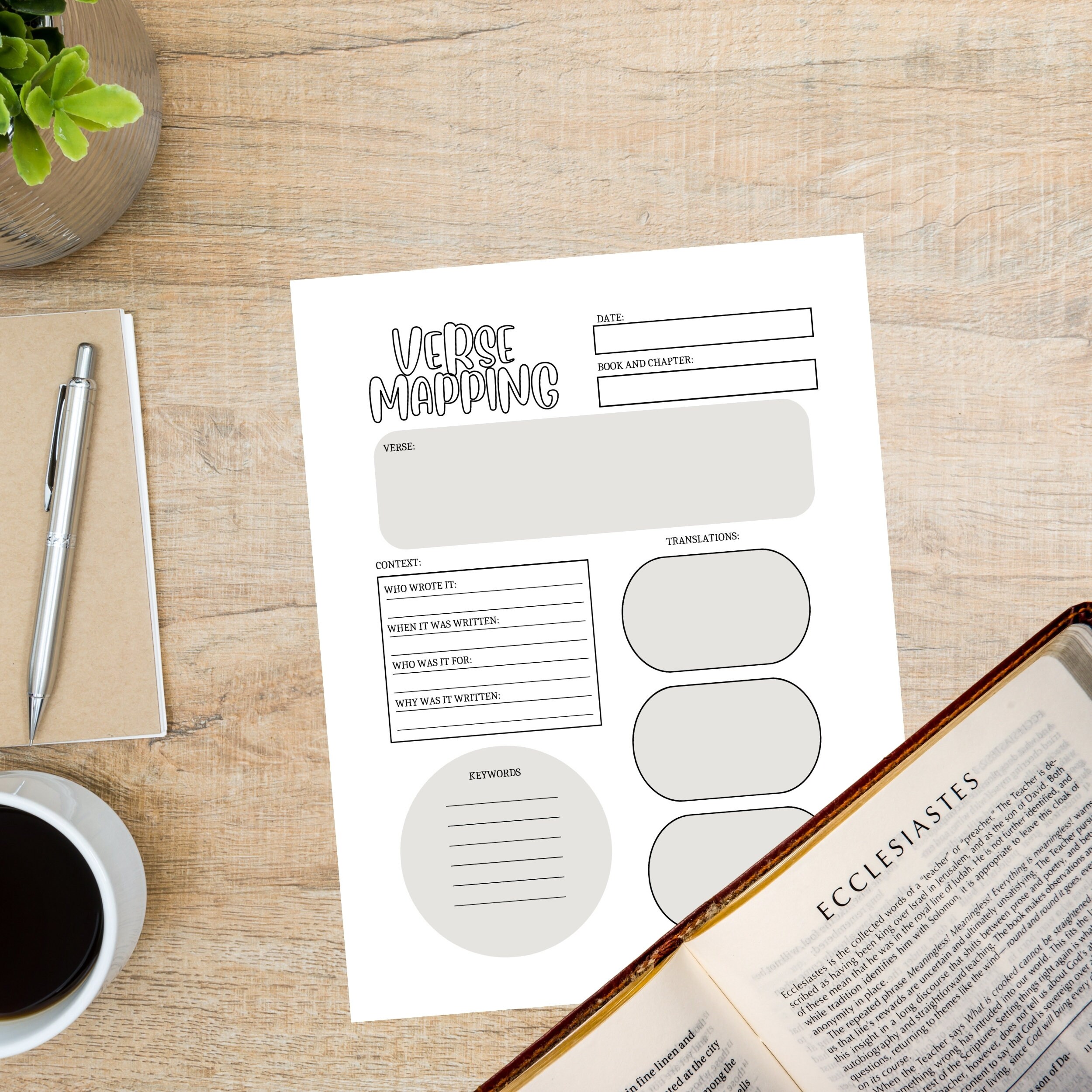 Bible Verse Mapping Printable, Bible Study Digital Planner, Bible Verse ...