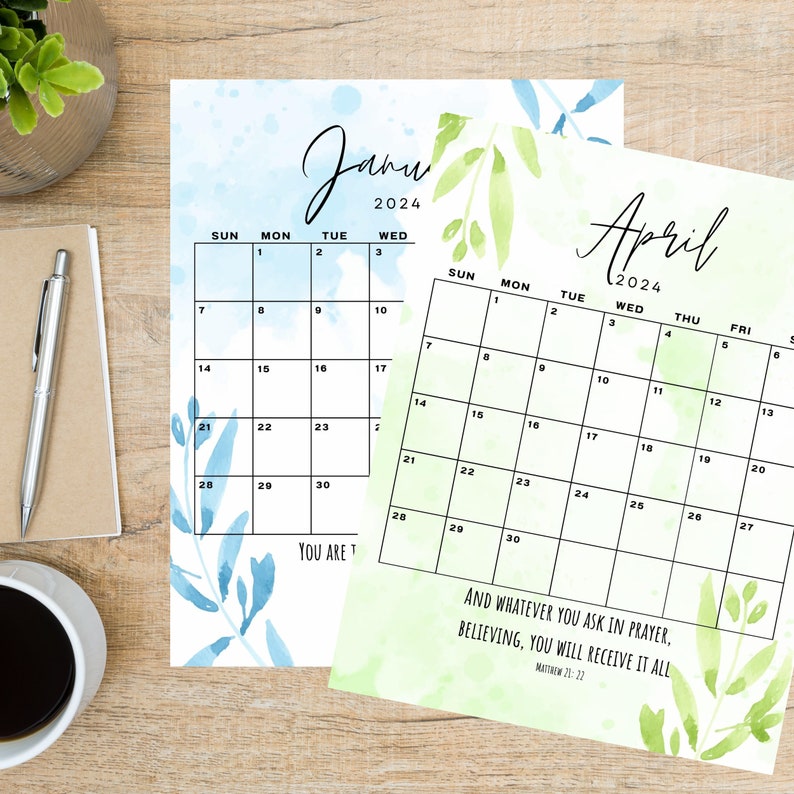 Printable Christian Calendar 2024 Bible Verse Monthly - Etsy Australia