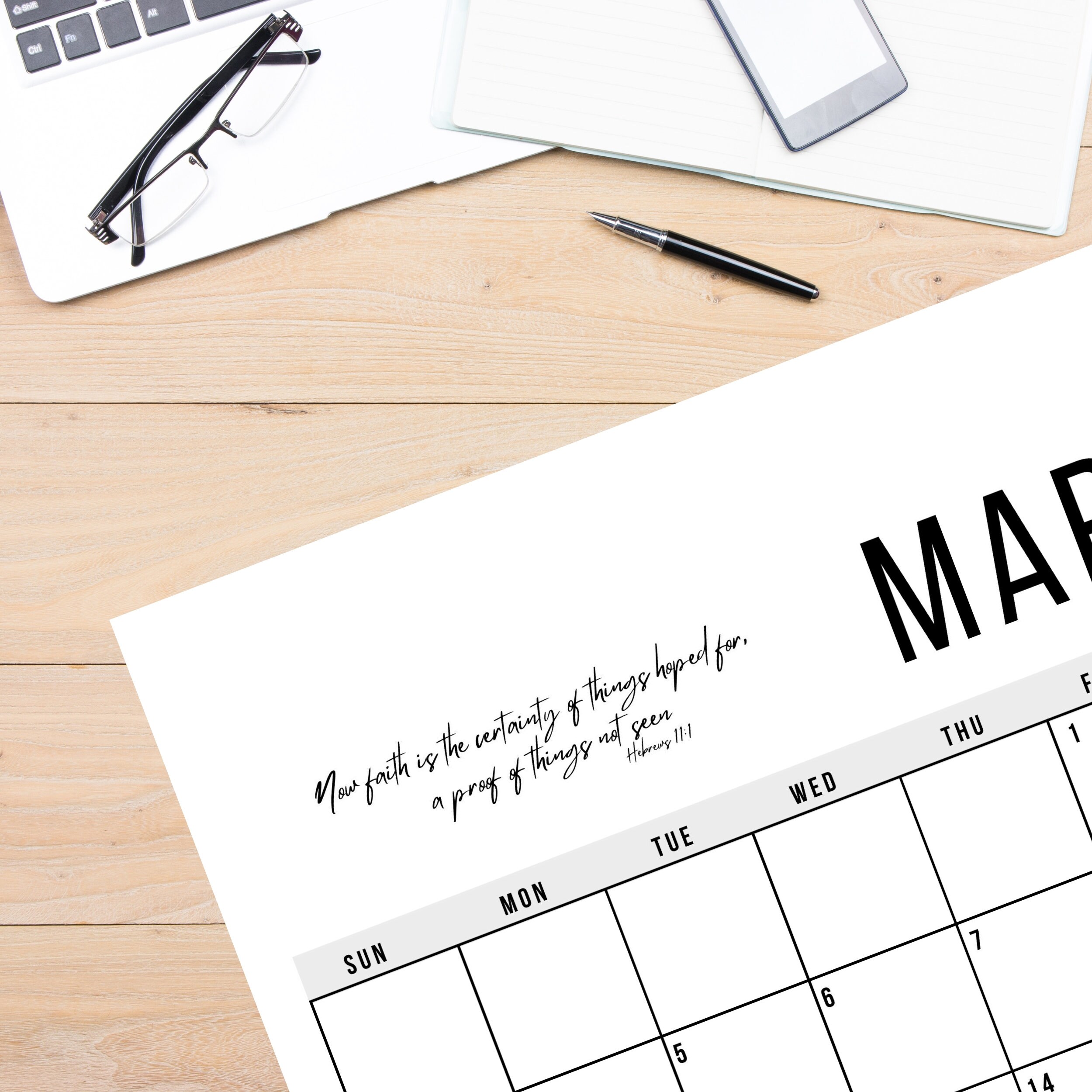 2024 Scripture Digital Download Calendar, Bible Verse Monthly Planner ...