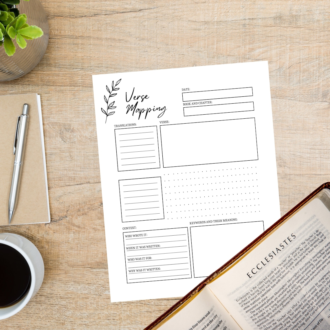 Bible Verse Mapping Printable, Bible Study Digital Planner, Bible Verse ...