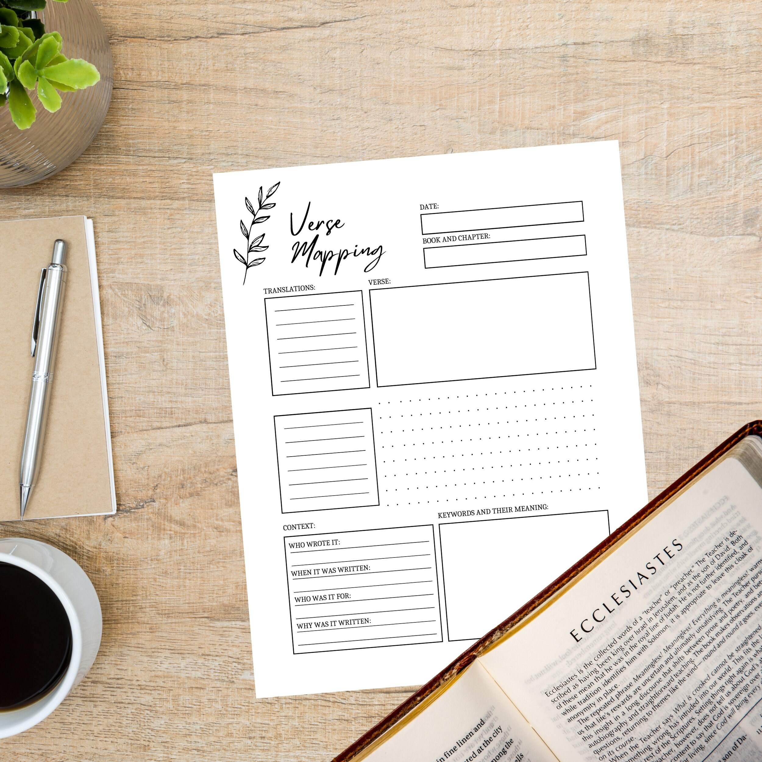 Bible Verse Mapping Printable, Bible Study Digital Planner, Bible Verse ...