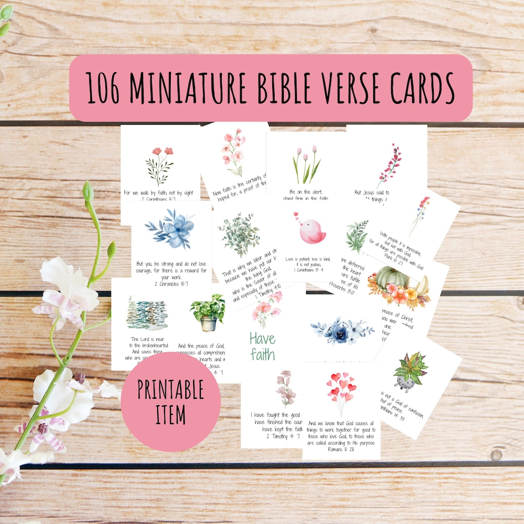 Miniature Bible Scripture Cards, Catholic Faith Note, Mini Bible Verse ...