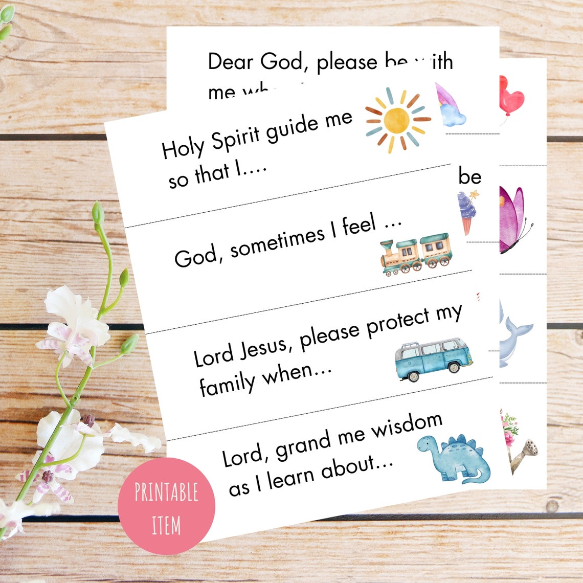 20 Prayer Starter Cards for Kids Printable, Prayer Ring Children ...
