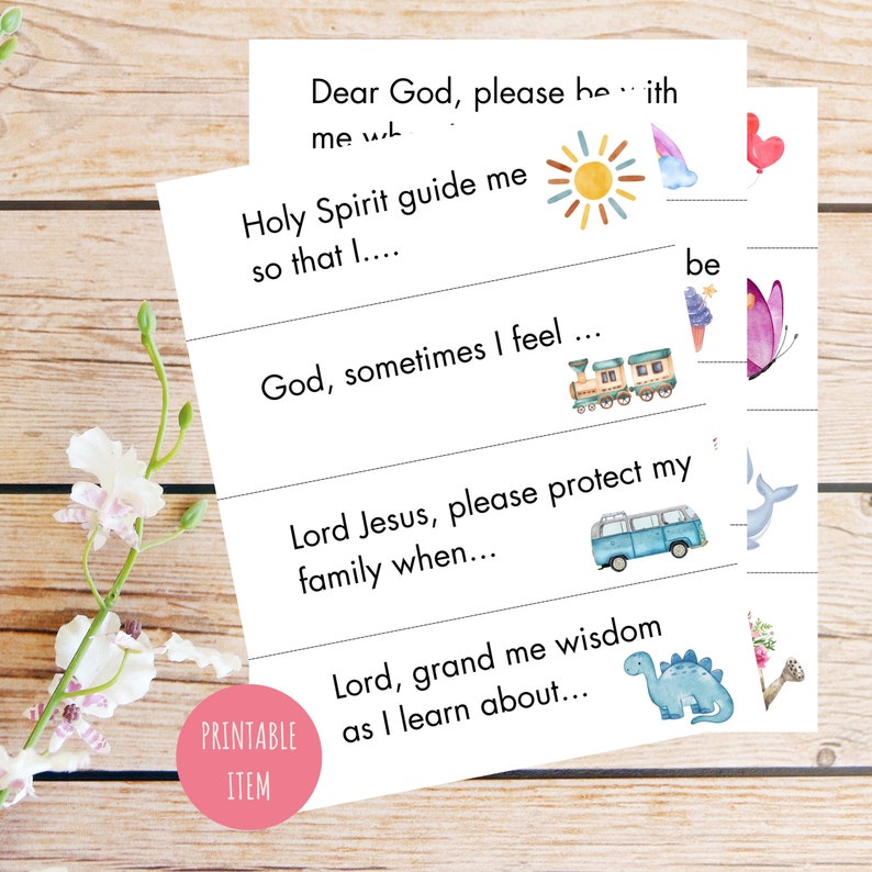 20 Prayer Starter Cards for Kids Printable, Prayer Ring Children ...