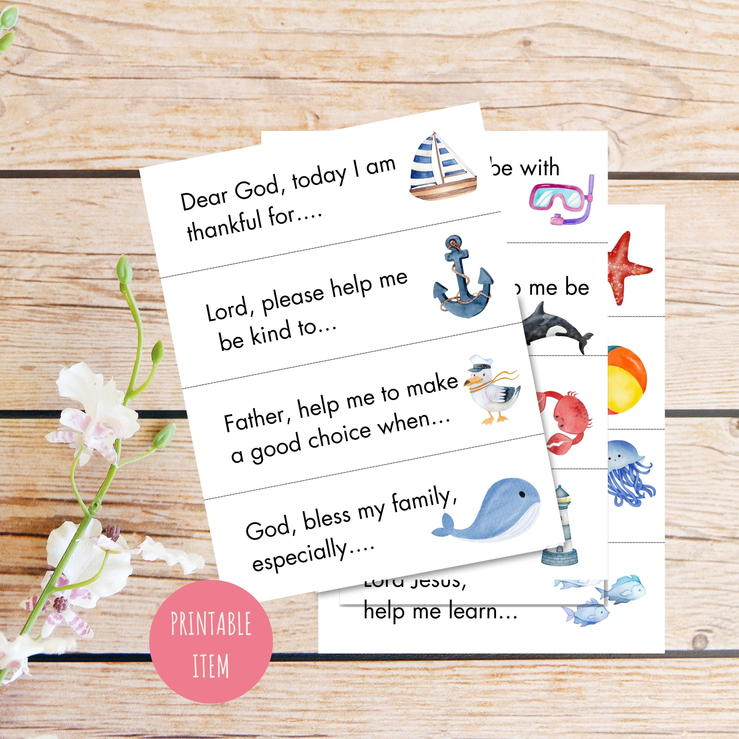 Prayer Cards for Children, Prayer Ring Kids Digital Download, Christian ...
