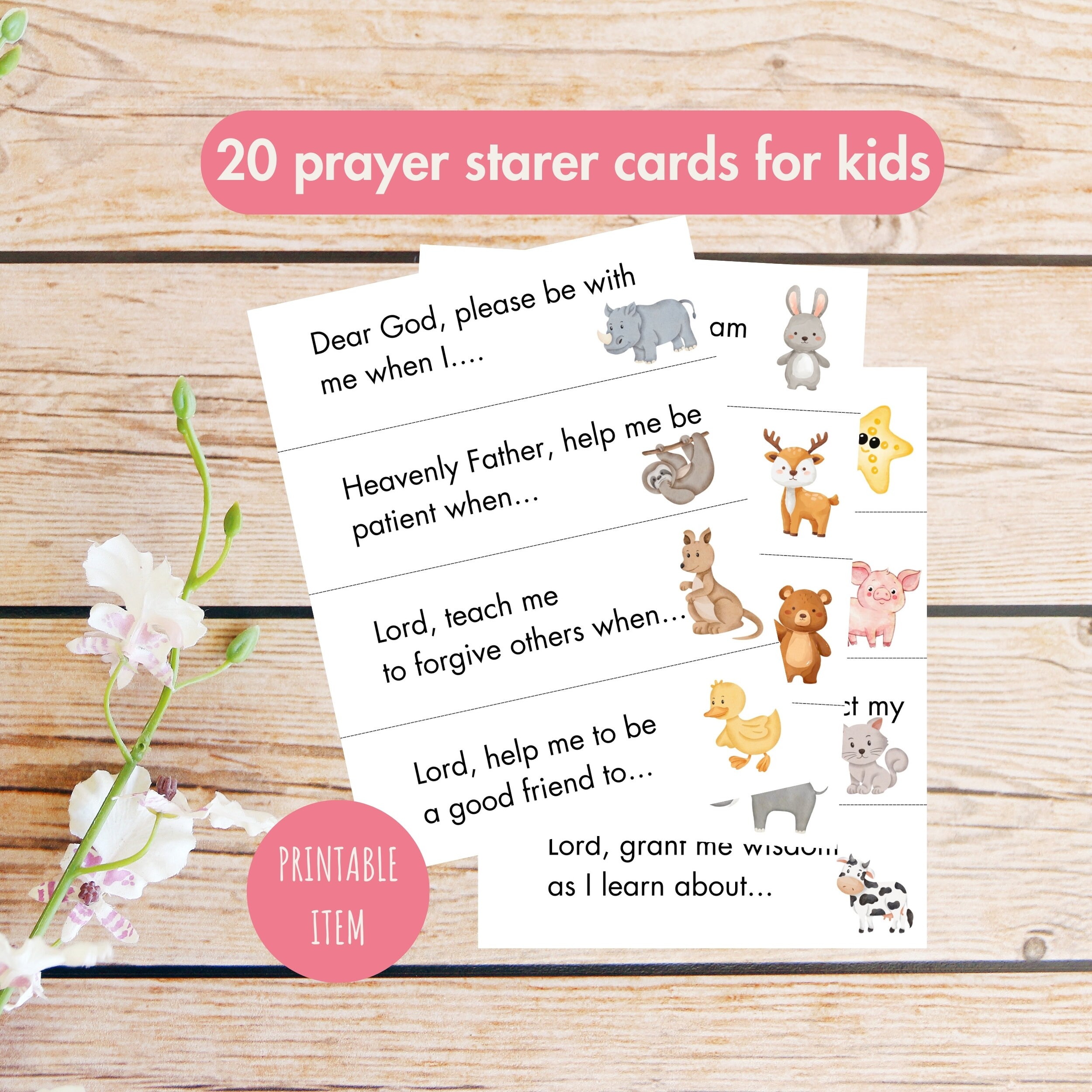 Prayer Cards for Children, Prayer Ring Kids Digital Download, Christian ...