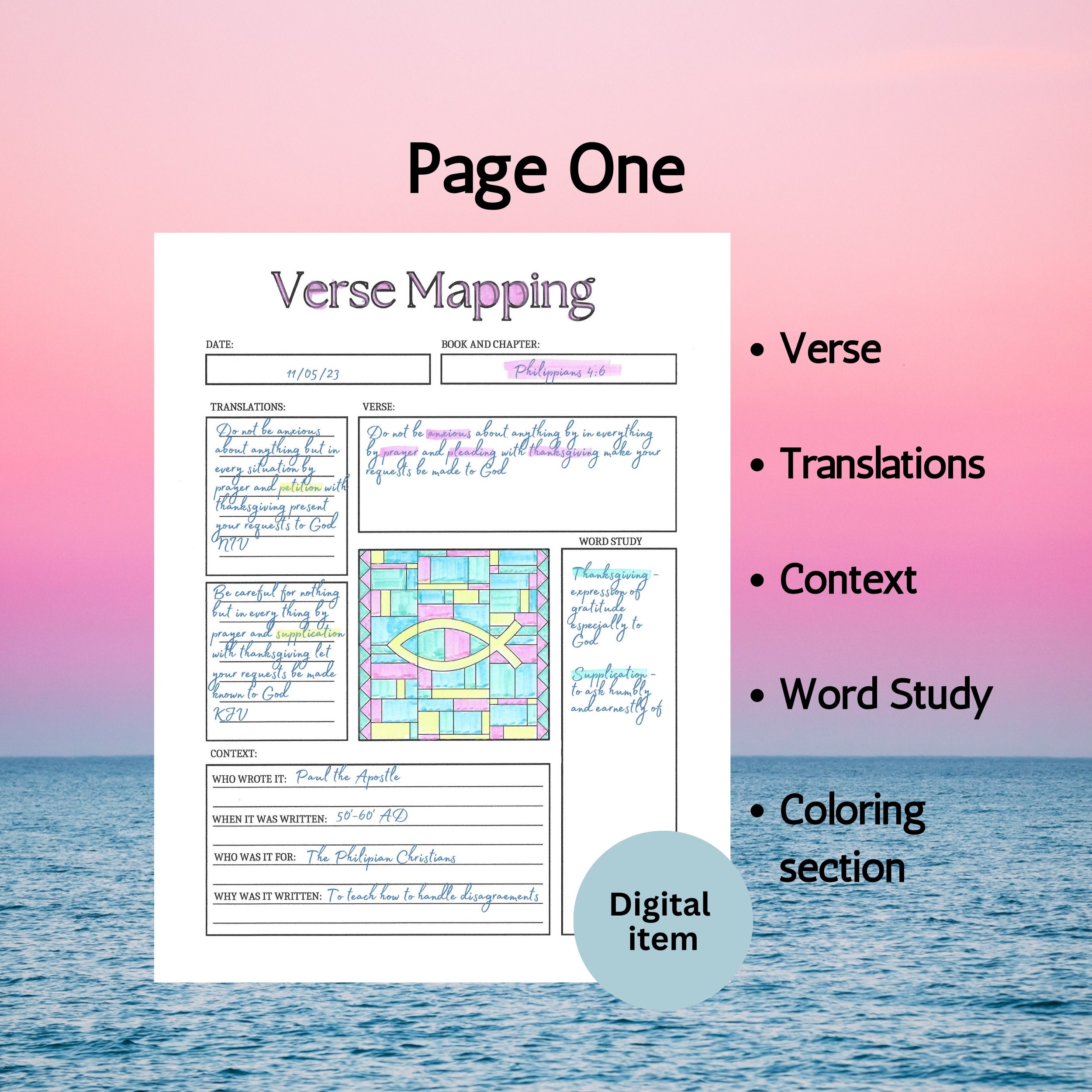 Bible Verse Mapping Printable, Bible Study Digital Planner, Bible Verse ...
