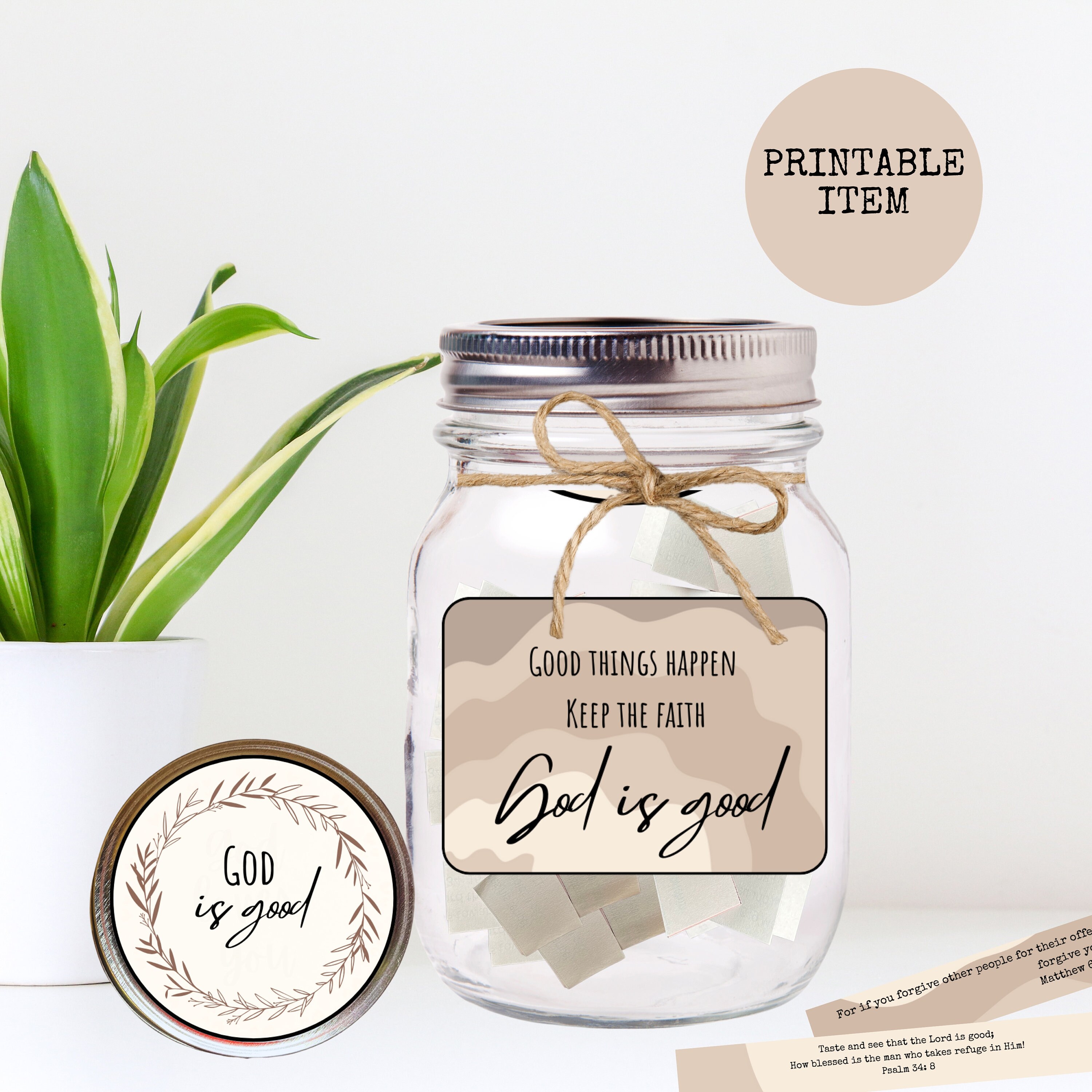 100 Scripture Jar Kit, Printable Bible Verse PDF, Inspiration Christian ...