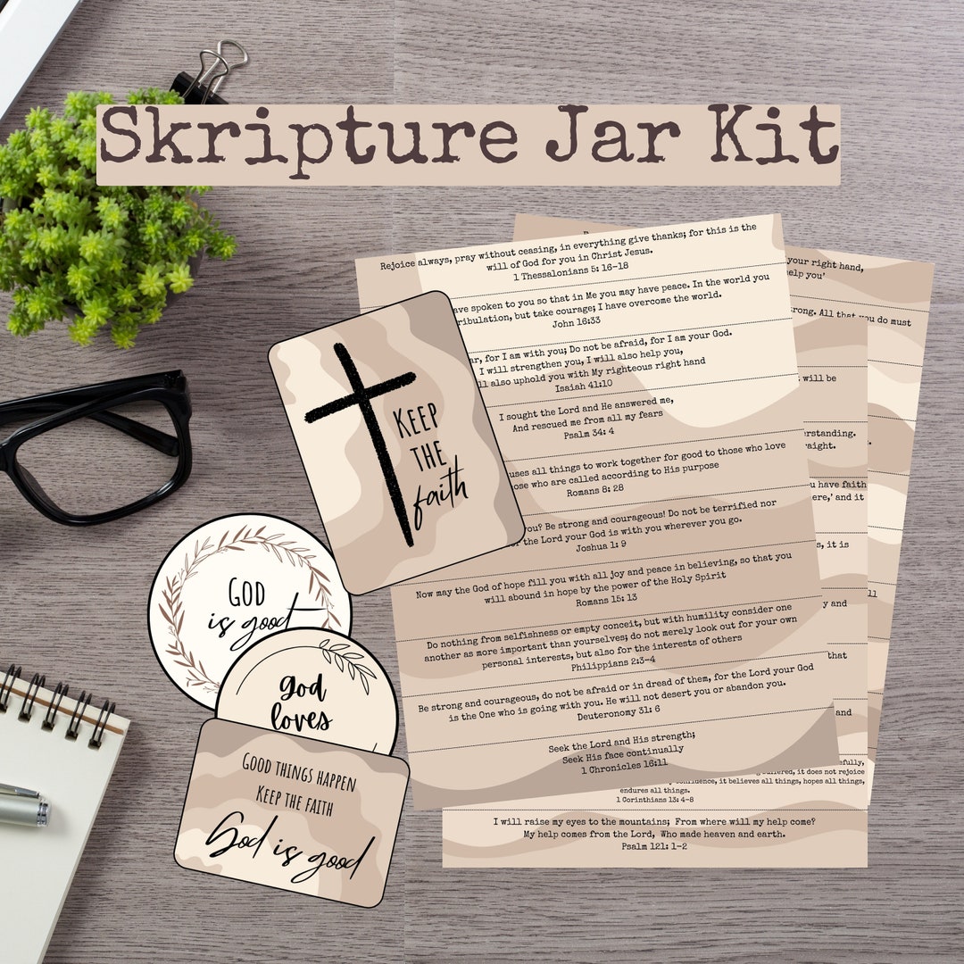 100 Scripture Jar Kit, Printable Bible Verse PDF, Inspiration Christian ...