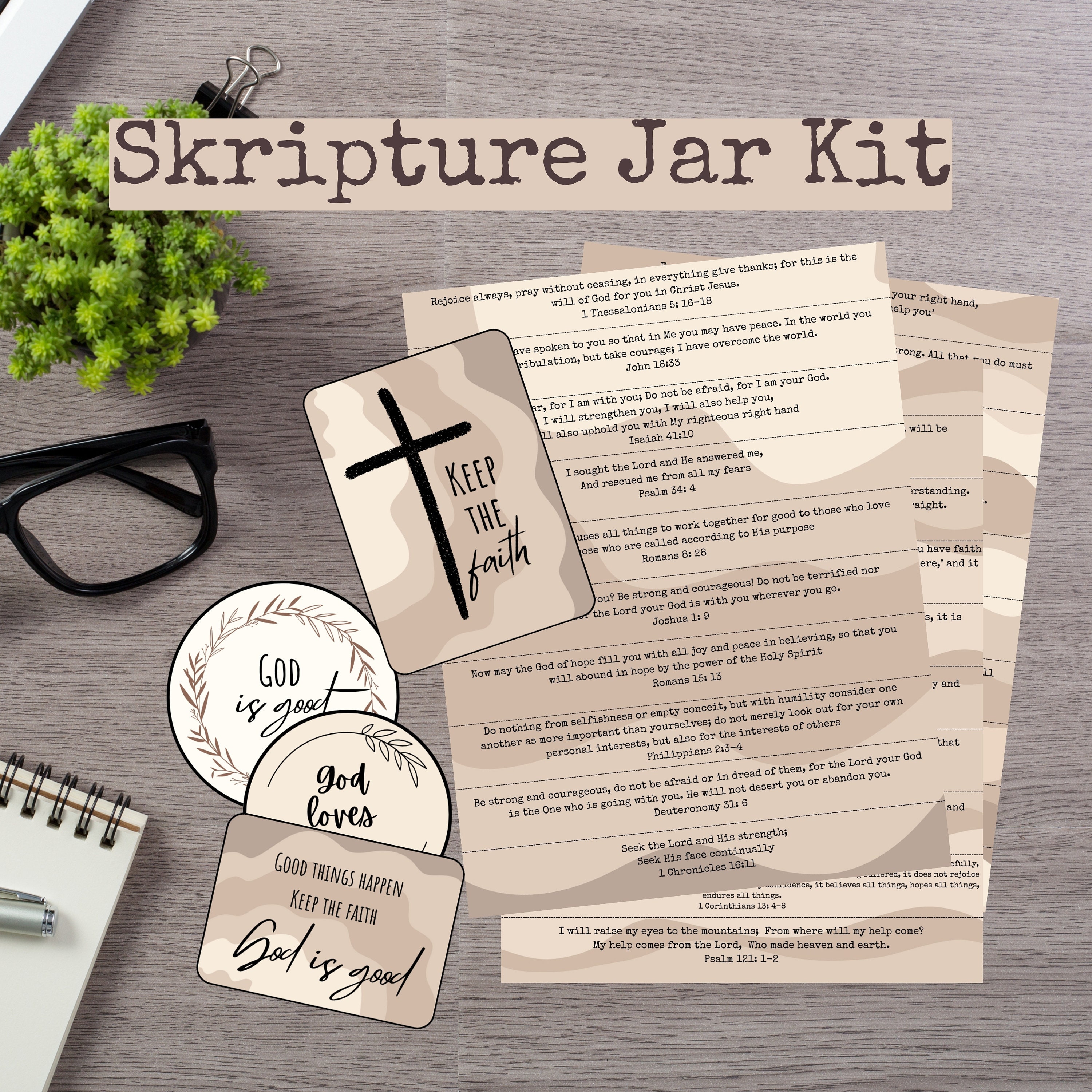100 Scripture Jar Kit, Printable Bible Verse PDF, Inspiration Christian ...