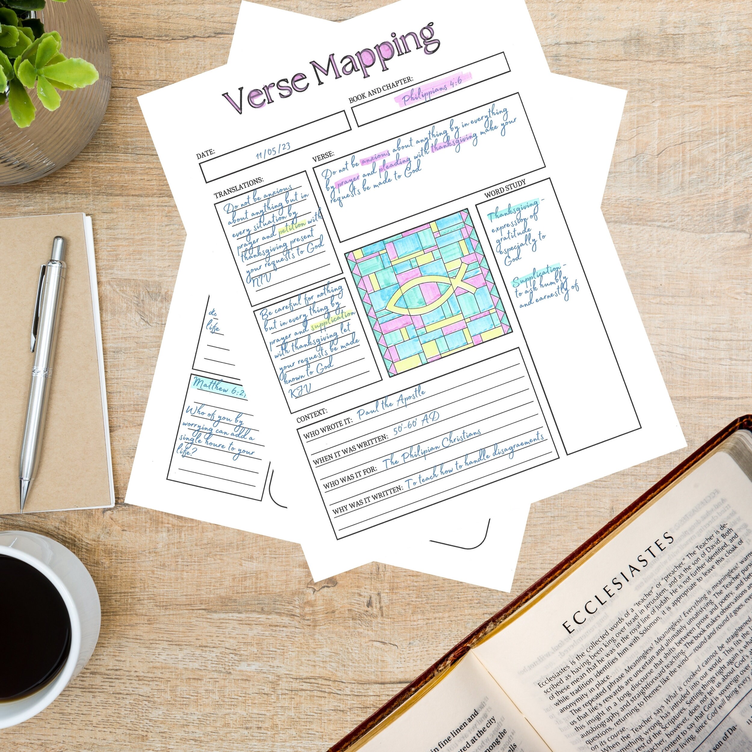 Bible Verse Mapping Printable, Bible Study Digital Planner, Bible Verse ...